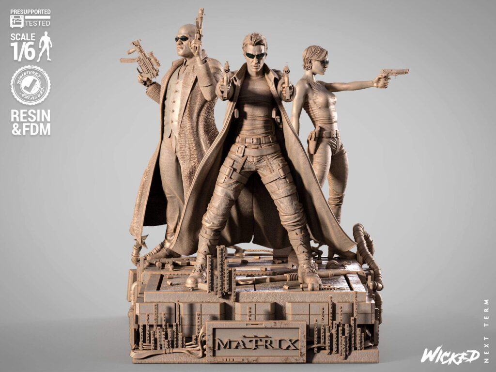 Matrix Diorama Neo, Trinity & Morpheus - WICKED - STL 3D